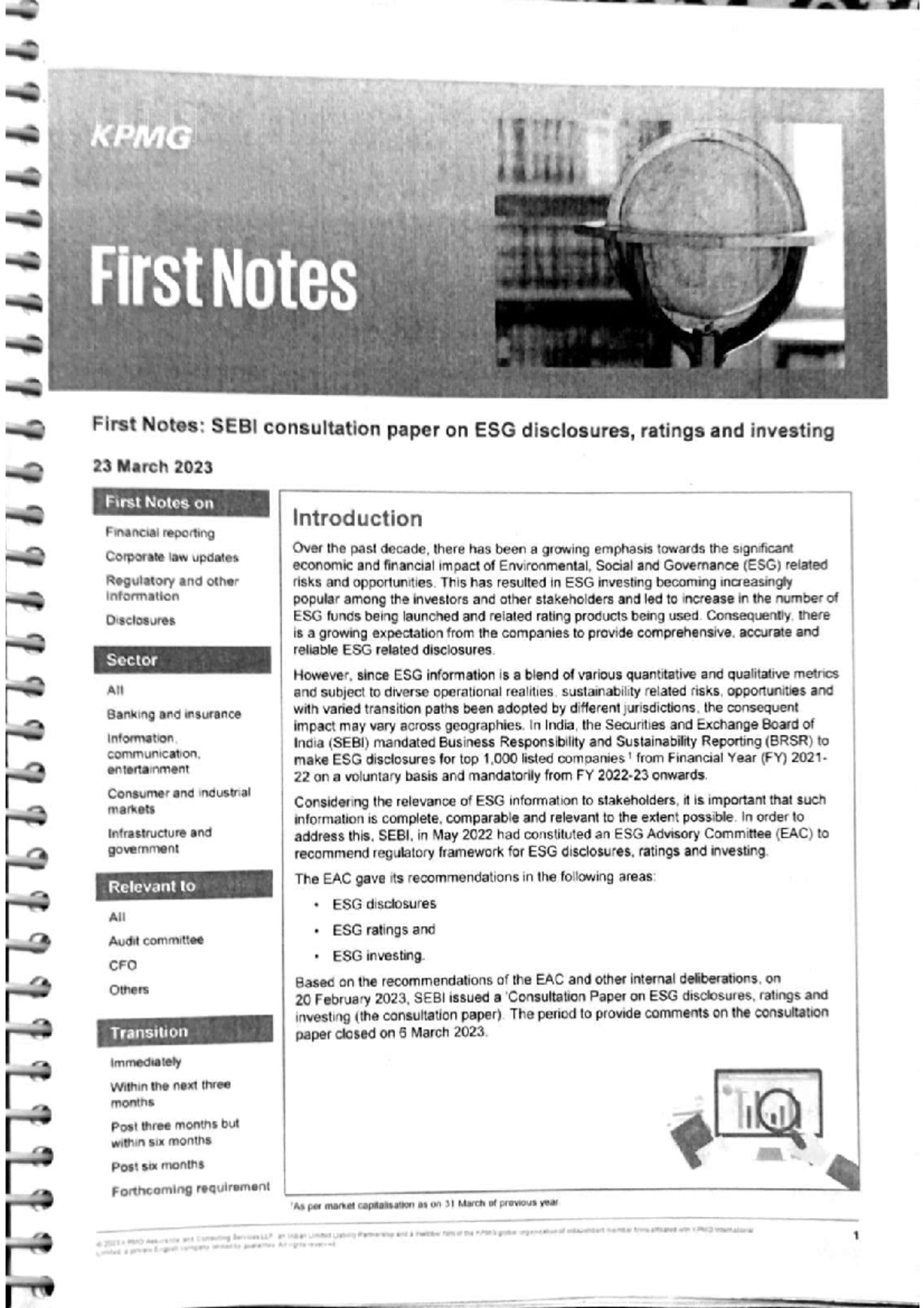 KPMG Class Notes: SEBI Consultation on ESG Disclosures & Investing ...