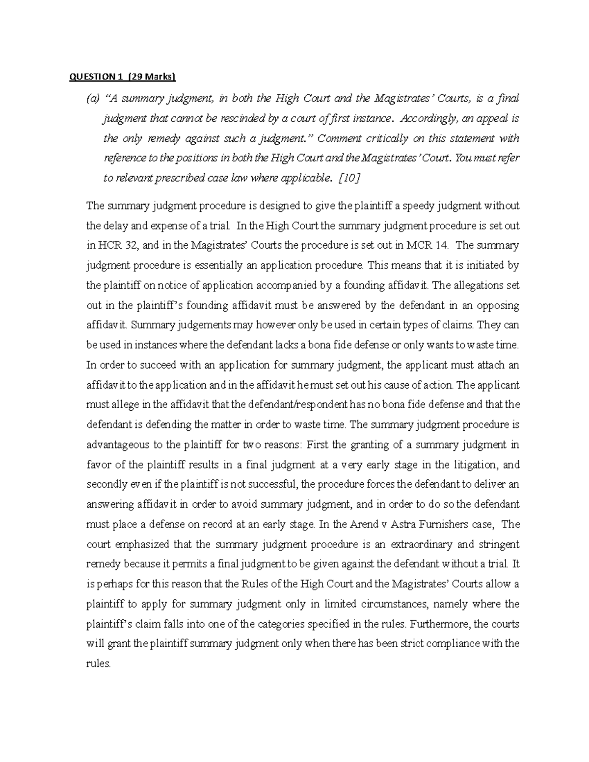 Critical Analysis of Summary Judgment Procedures in High Court and ...