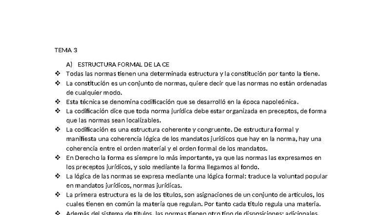 TEMA 3 A) ESTRUCTURA FORMAL DE LA CONSTITUCIÓN Y NORMATIVIDAD - Studocu