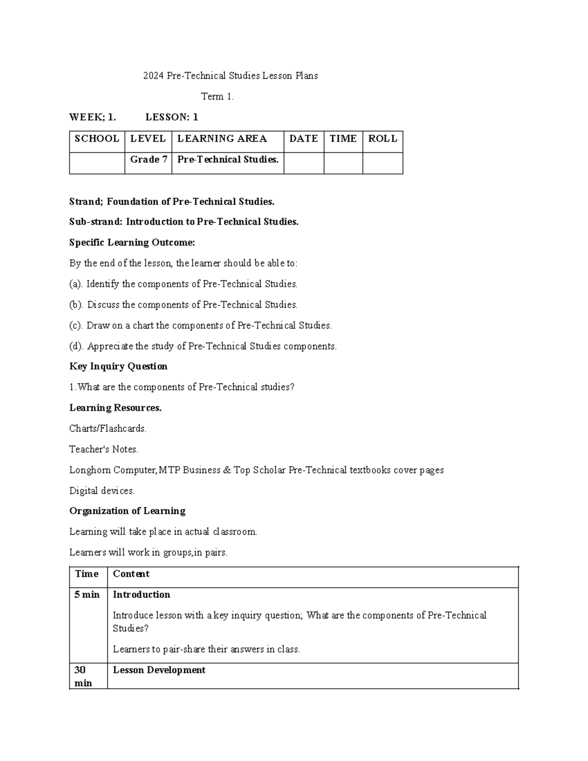 2024 Grade 7 Studies Lesson Plans: Weeks 1-4 Term 1 - Studocu