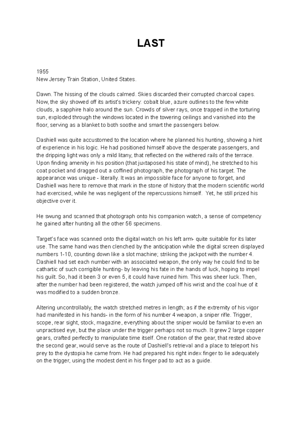Creative Writing - Time Travel Story - 40/40 Essay Notes - Studocu