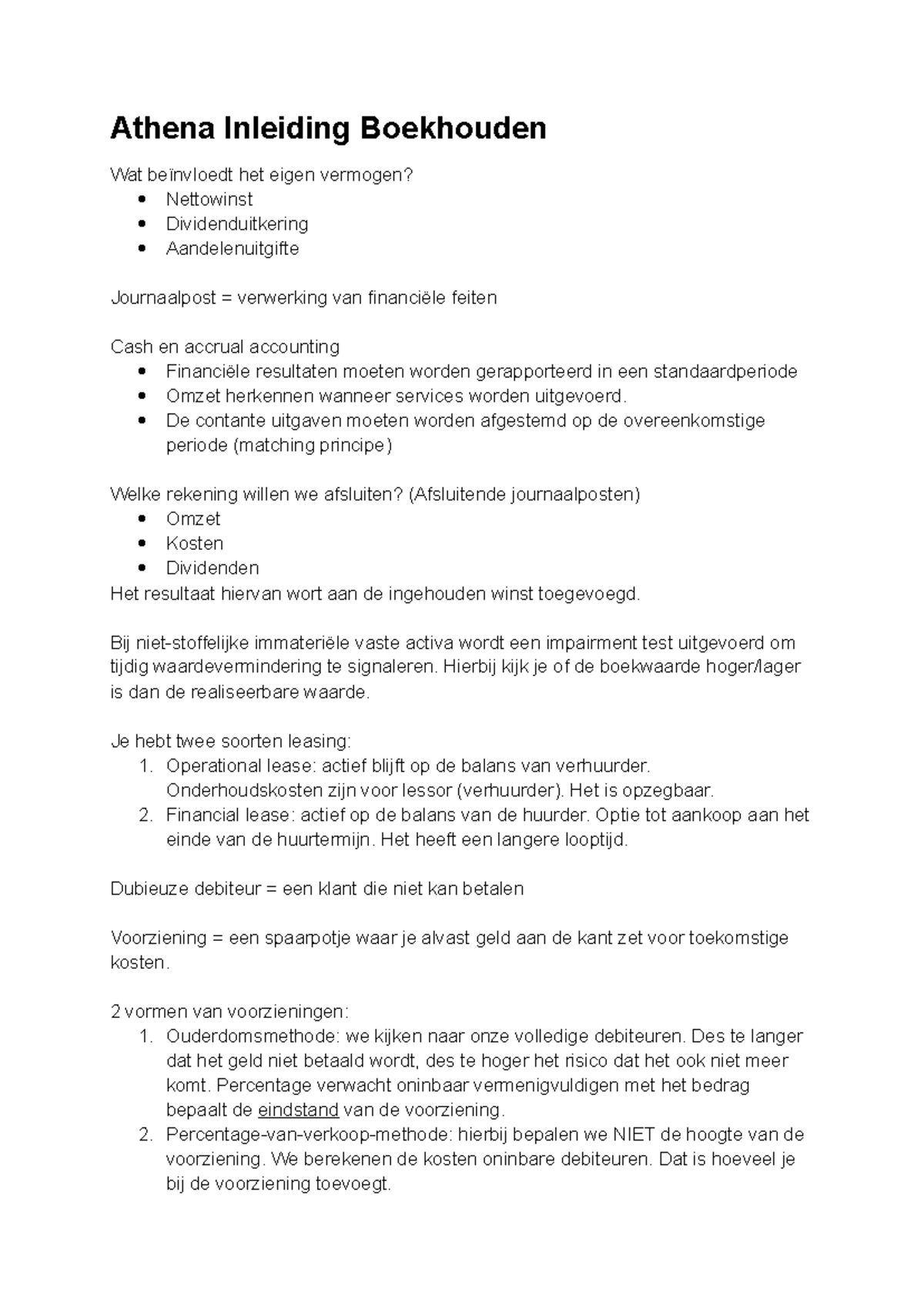 Inleiding tot Boekhouden - Aantekeningen en Belangrijke Concepten ...