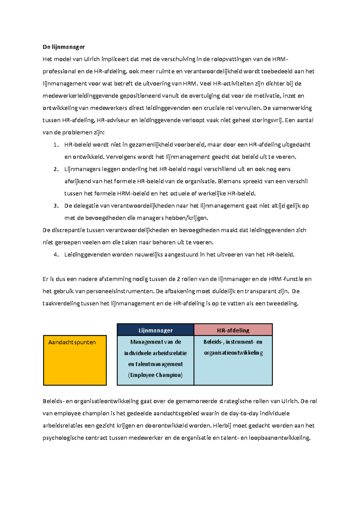 Samenvatting Strategic HRM: Lijnmanager en Managementcyclus - Studeersnel