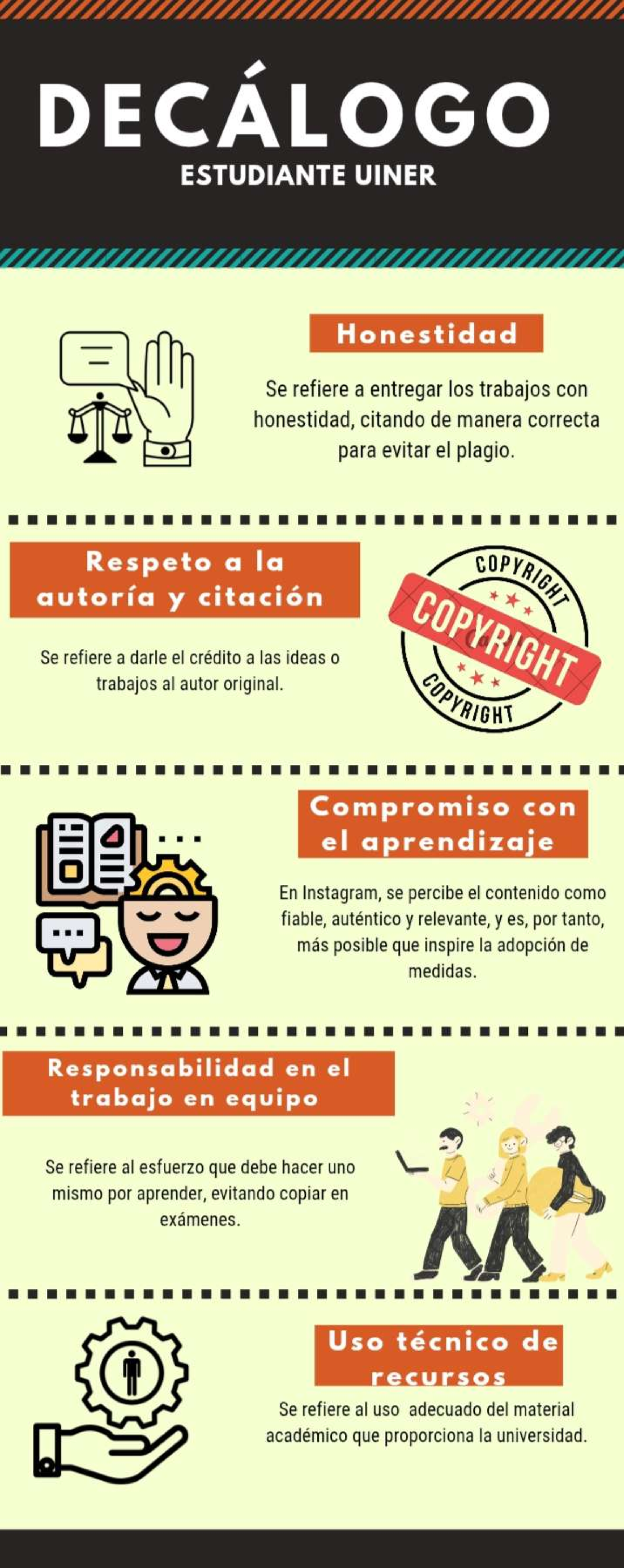Decalogo Infografía - nada - DECÁLOGO ESTUDIANTE UINER Honestidad Se ...