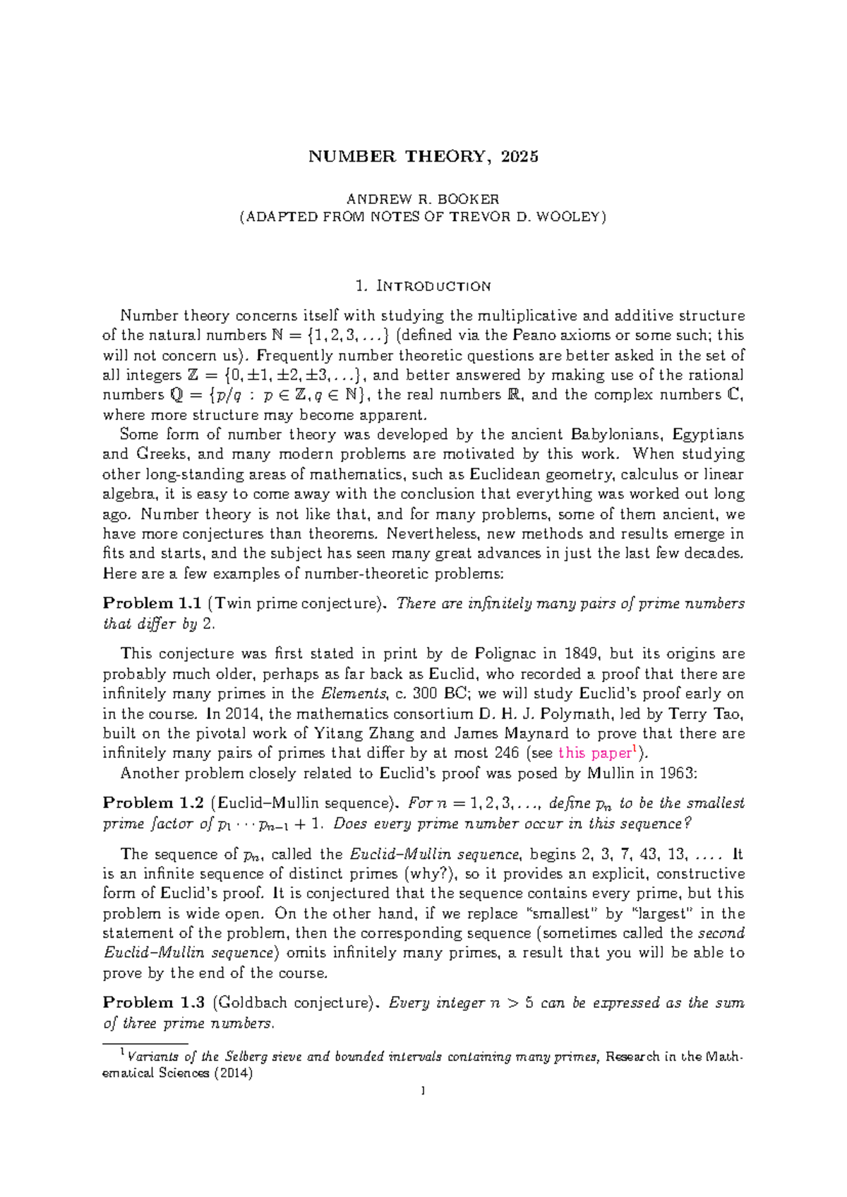 24-25 Number Theory Lecture Notes: Key Concepts and Problems - Studocu