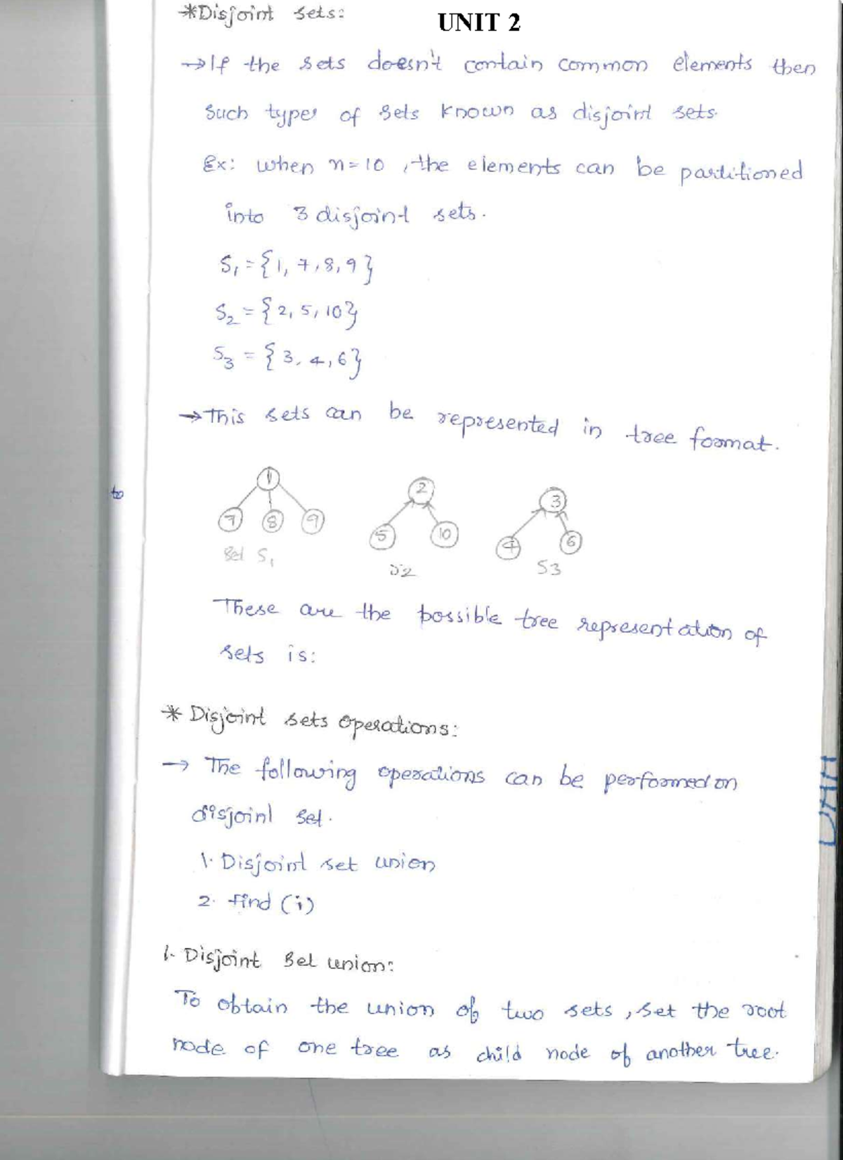 DAA Unit 2 - algorithm design and analysis handwritten notes - Disjoint ...
