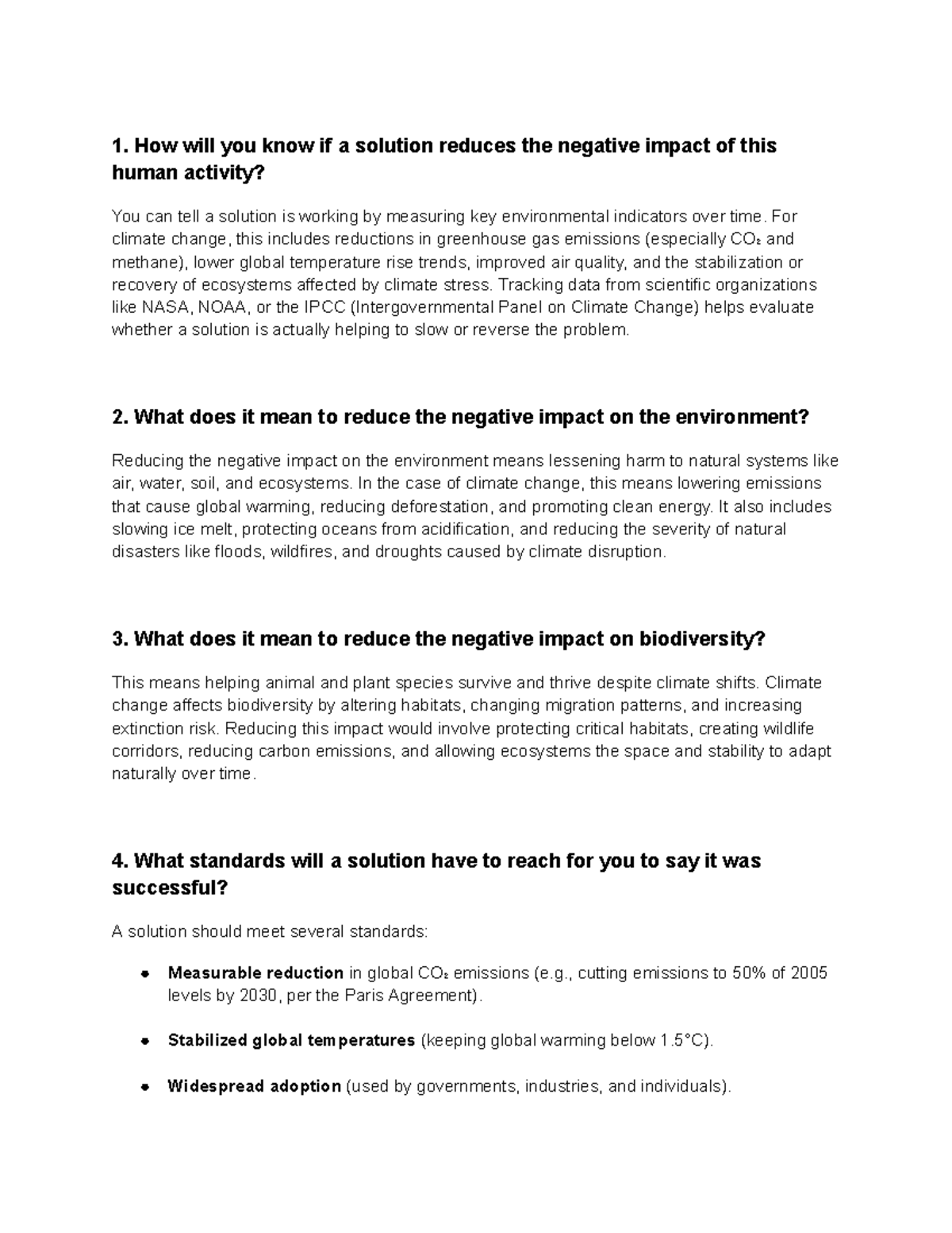 Reducing Human Impact: Success Criteria for Environmental Solutions ...