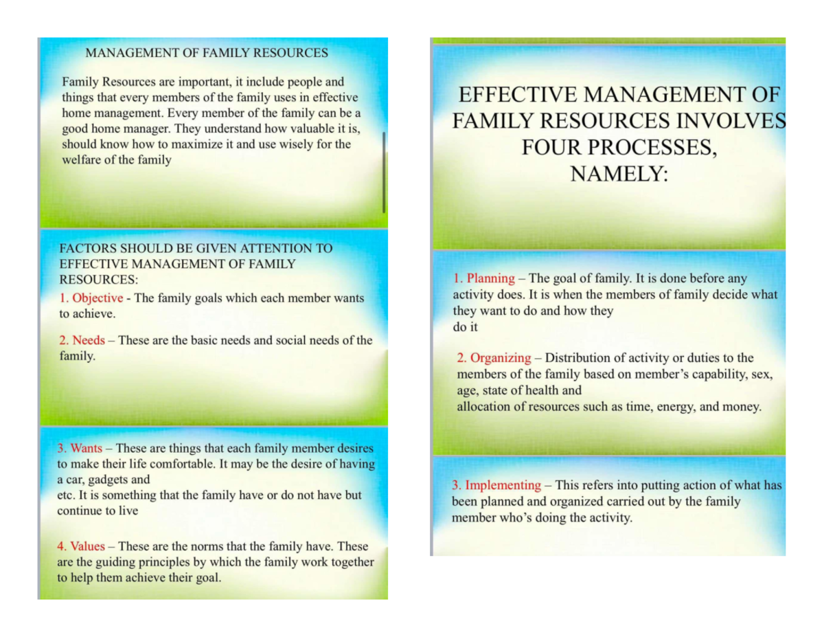 Effective Management of Family Resources: Planning, Organizing, and ...