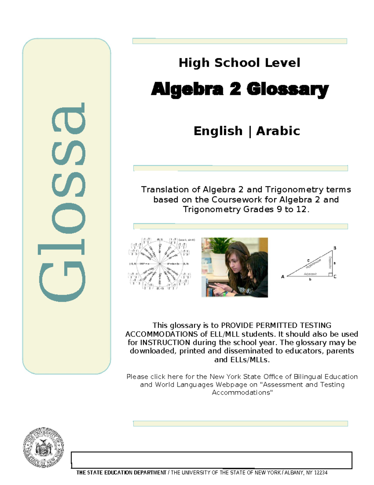 Algebra 2 & Trig Glossary: English-Arabic Terms for Grades 9-12 - Studocu