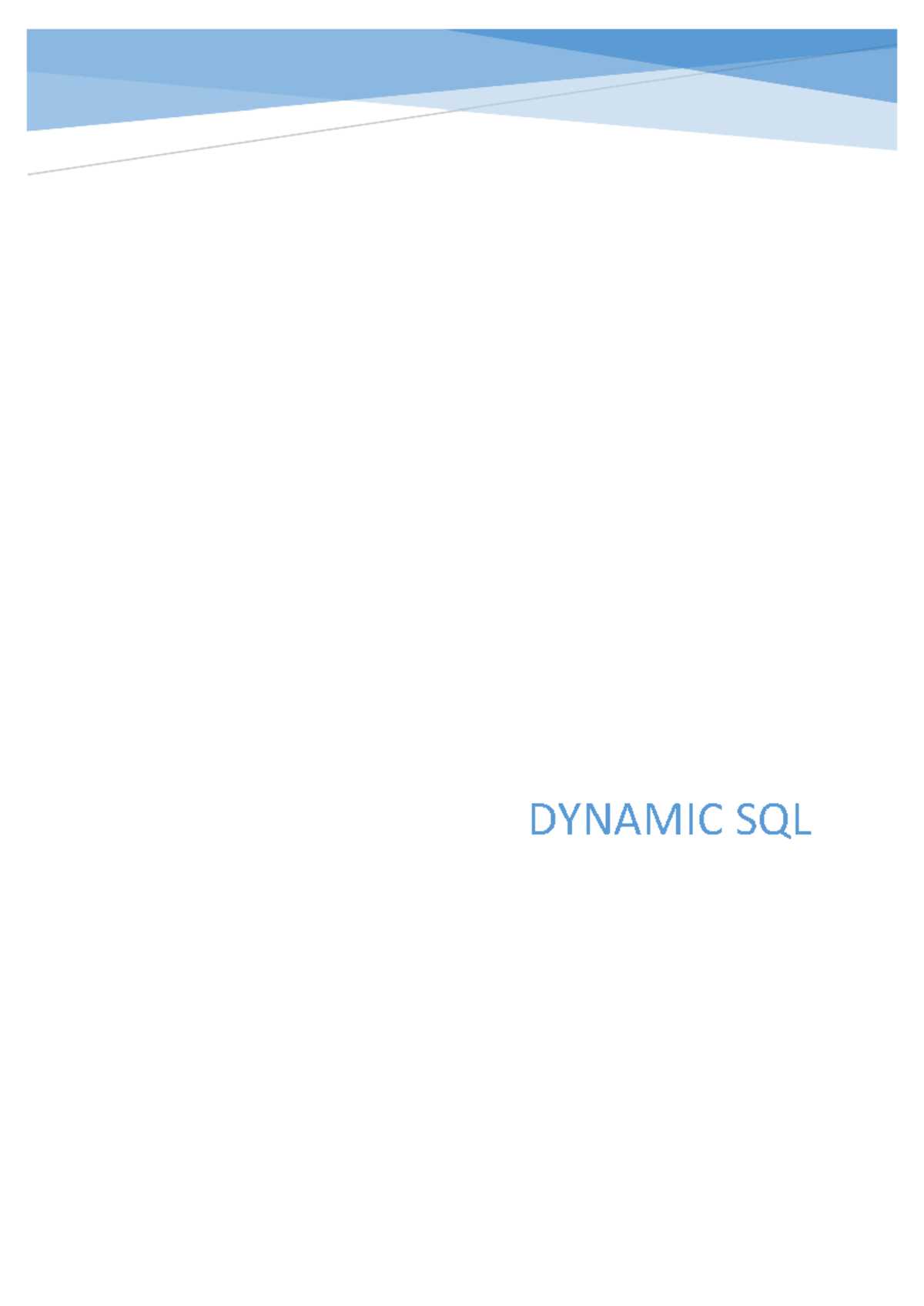 Dynamic SQL Notes for SQL 101: Execution & Advanced Examples - Studocu