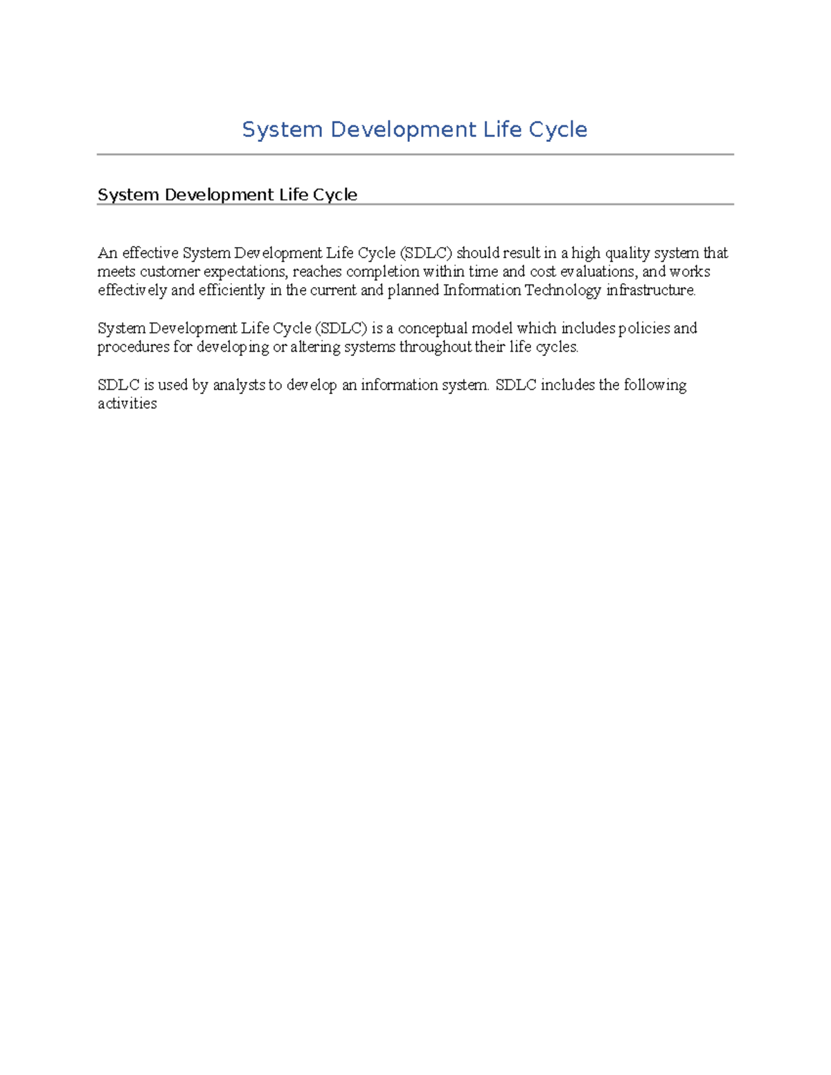 SDLC Overview and Key Phases: Assignment 1 Insights - Studocu