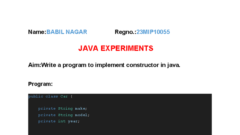 JAVA EXPERIMENTS: Constructor, Inheritance, and Polymorphism ...