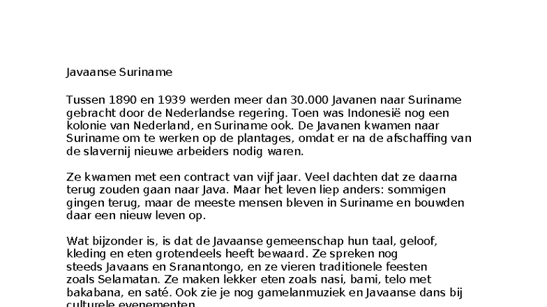 Javaanse Suriname: Geschiedenis van Migratie en Cultuur - Studeersnel