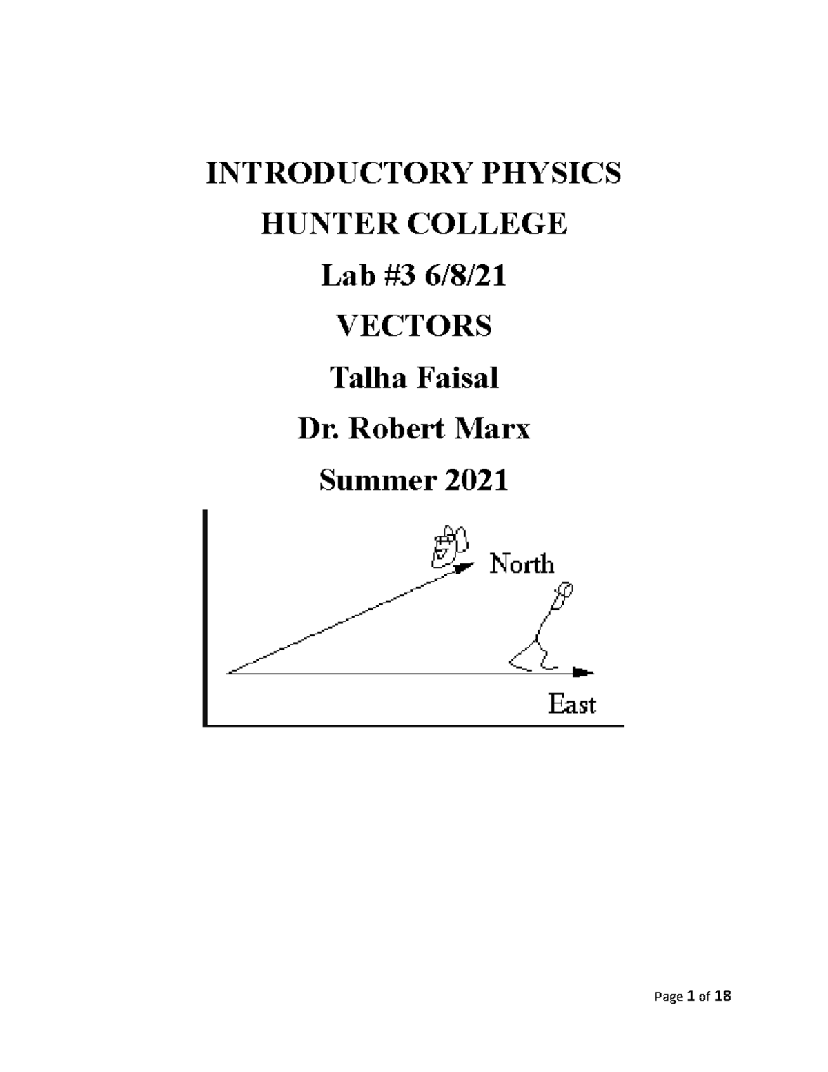 003 Vector Lab Simulation - INTRODUCTORY PHYSICS HUNTER COLLEGE Lab #3 ...