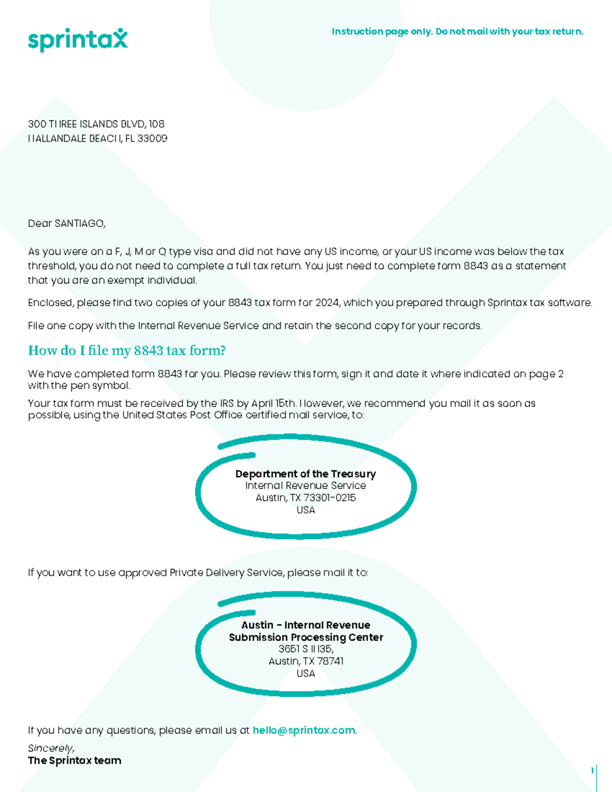 Form 8843 Instructions for Exempt Individuals - 2024 - Studocu