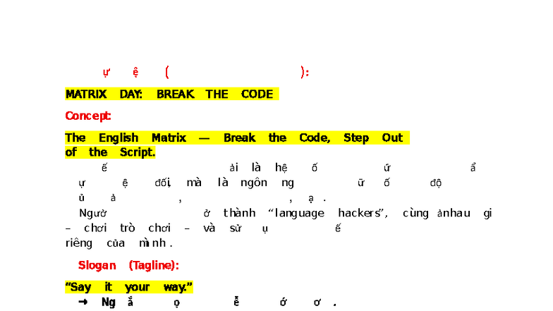 MATRIX DAY: Break the Code Event - English Language Reboot (Team 5 ...