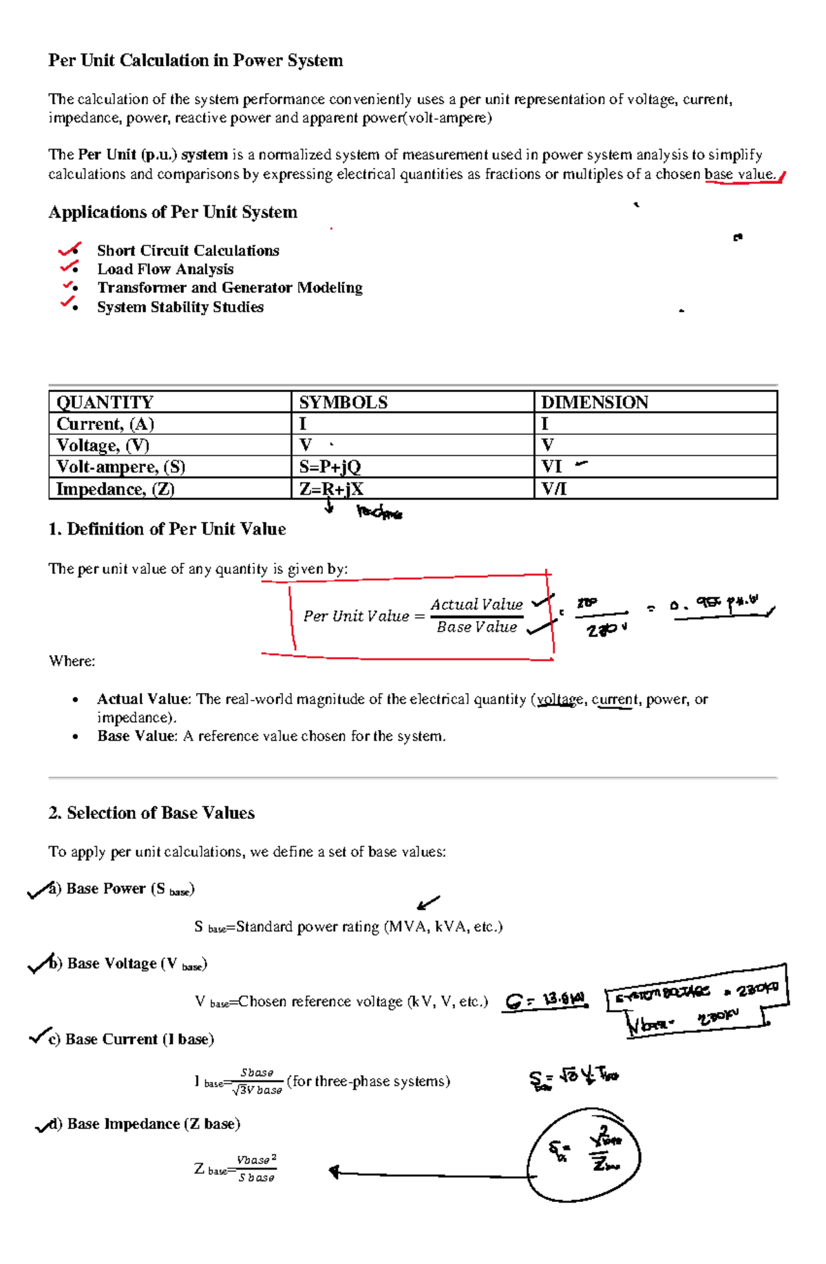 Per Unit Calculation in Power System 2 - ) system is a normalized system of measurement used in ...