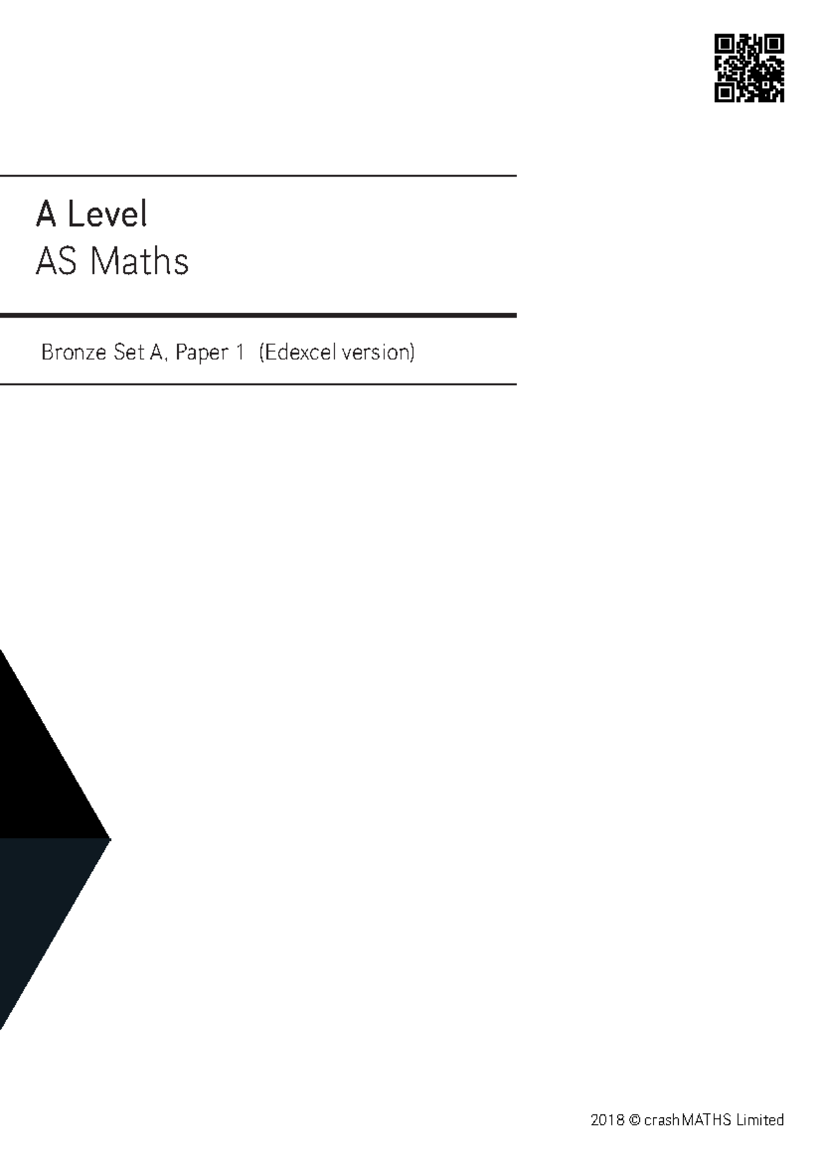 AS Maths - Edexcel Bronze Set A Practice Paper 1 Solutions - Studocu