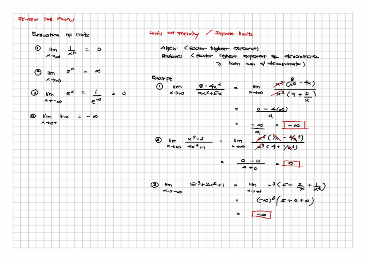Diff Calculus Review Notes for Finals (MATH 101) - Studocu