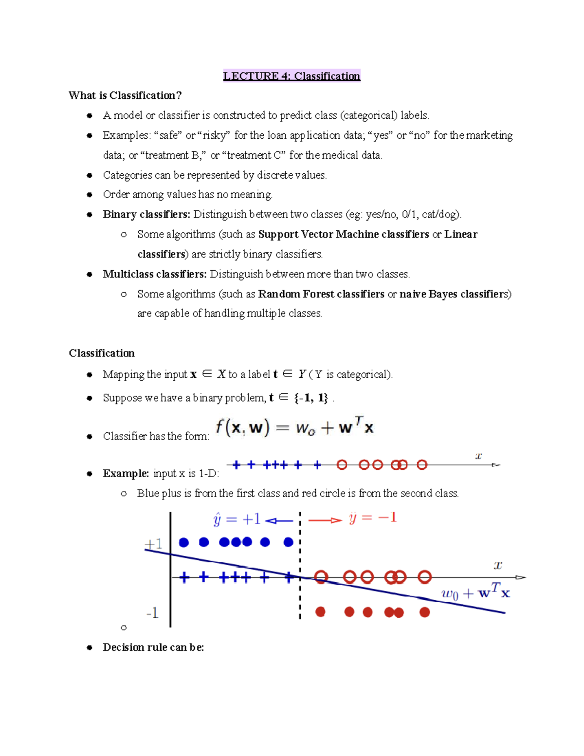 LECTURE 4: Data Classification Techniques & Model Evaluation - Studocu