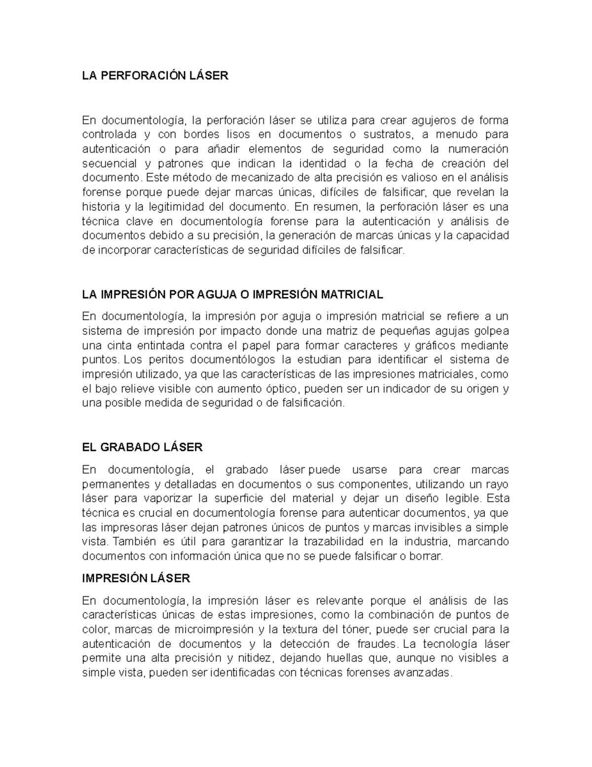 Conceptos de Documentología Forense: Técnicas y Métodos - Studocu