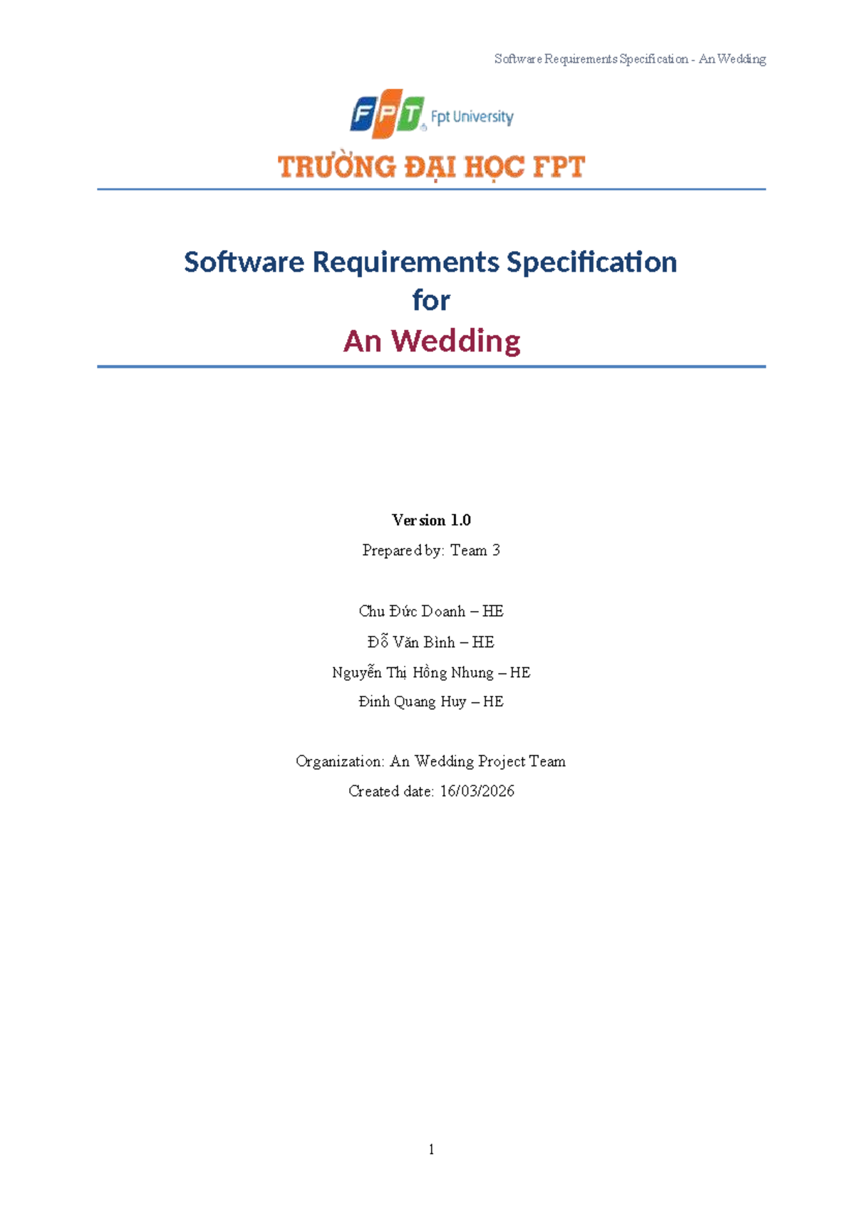 Software Requirements Specification (SRS) for An Wedding Project ...