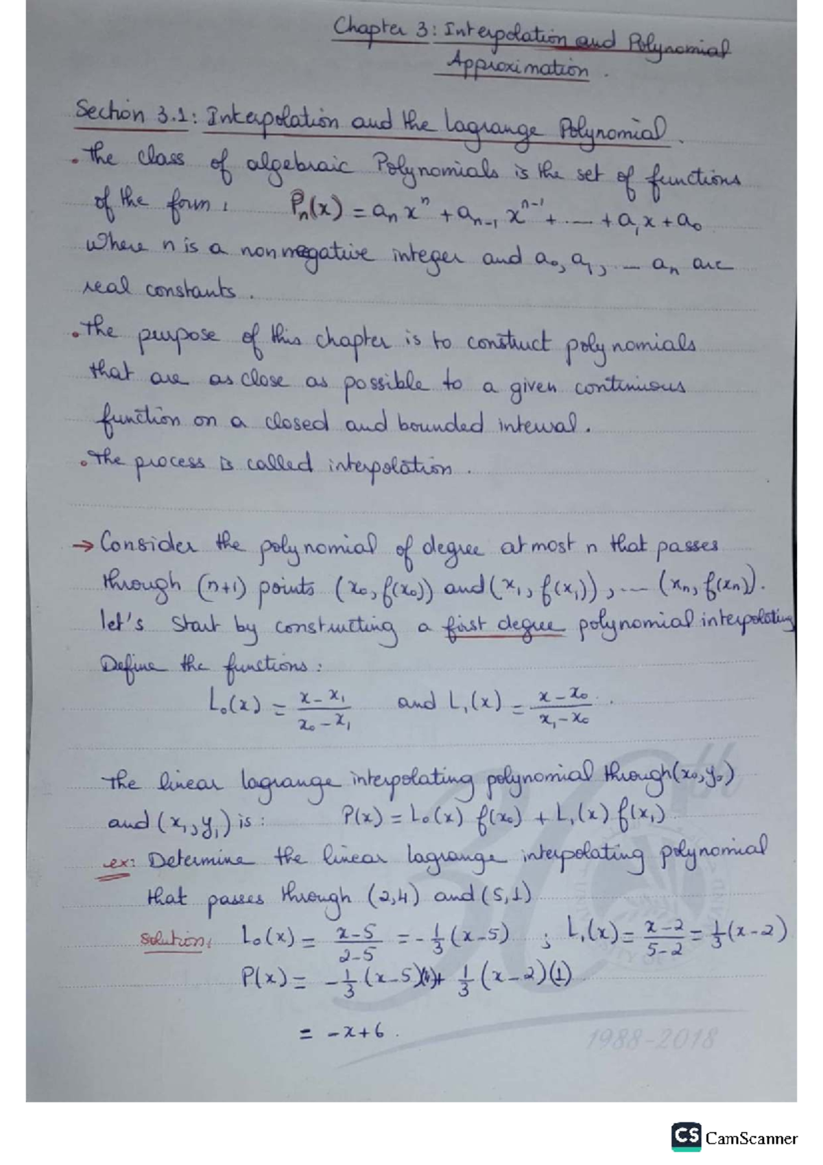 Chapter 3: Interpolation & Polynomial Approximation Notes - Studocu