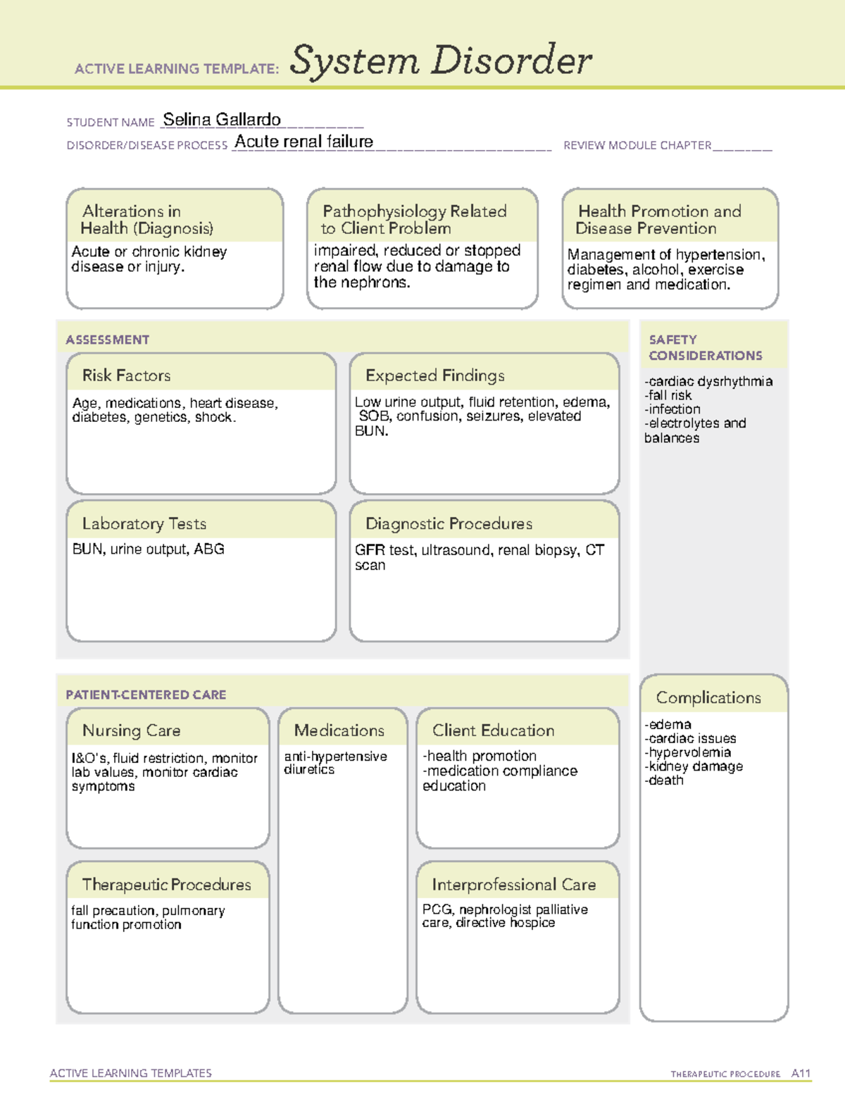 ALT System disorder acute renal disorder - ACTIVE LEARNING TEMPLATES ...