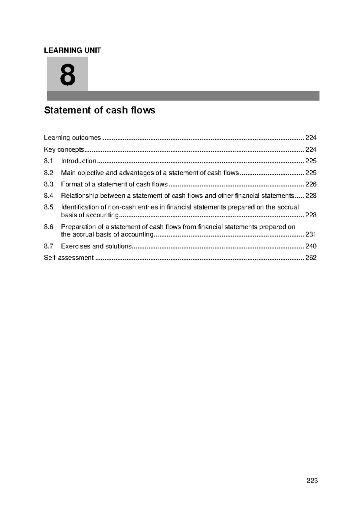 Study Unit 8 - FAC1601: Statement of Cash Flows Overview and Preparation - Studocu