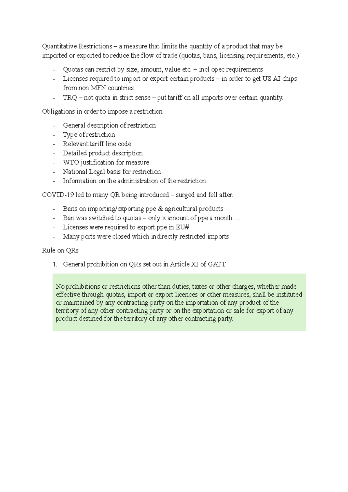 QR International Economic Law: Understanding Quantitative Restrictions ...