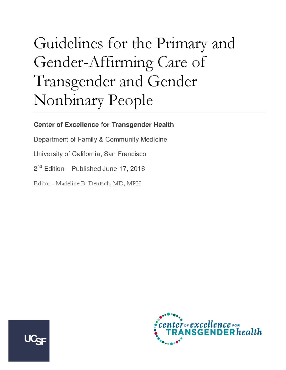 Guidelines for Primary Care of Transgender & Gender Nonbinary People ...