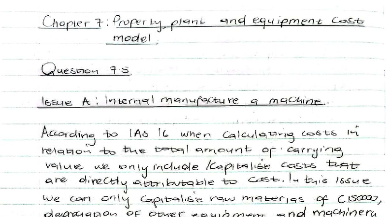 Chapter 7: Property, Plant, and Equipment Cost Model Analysis - Studocu