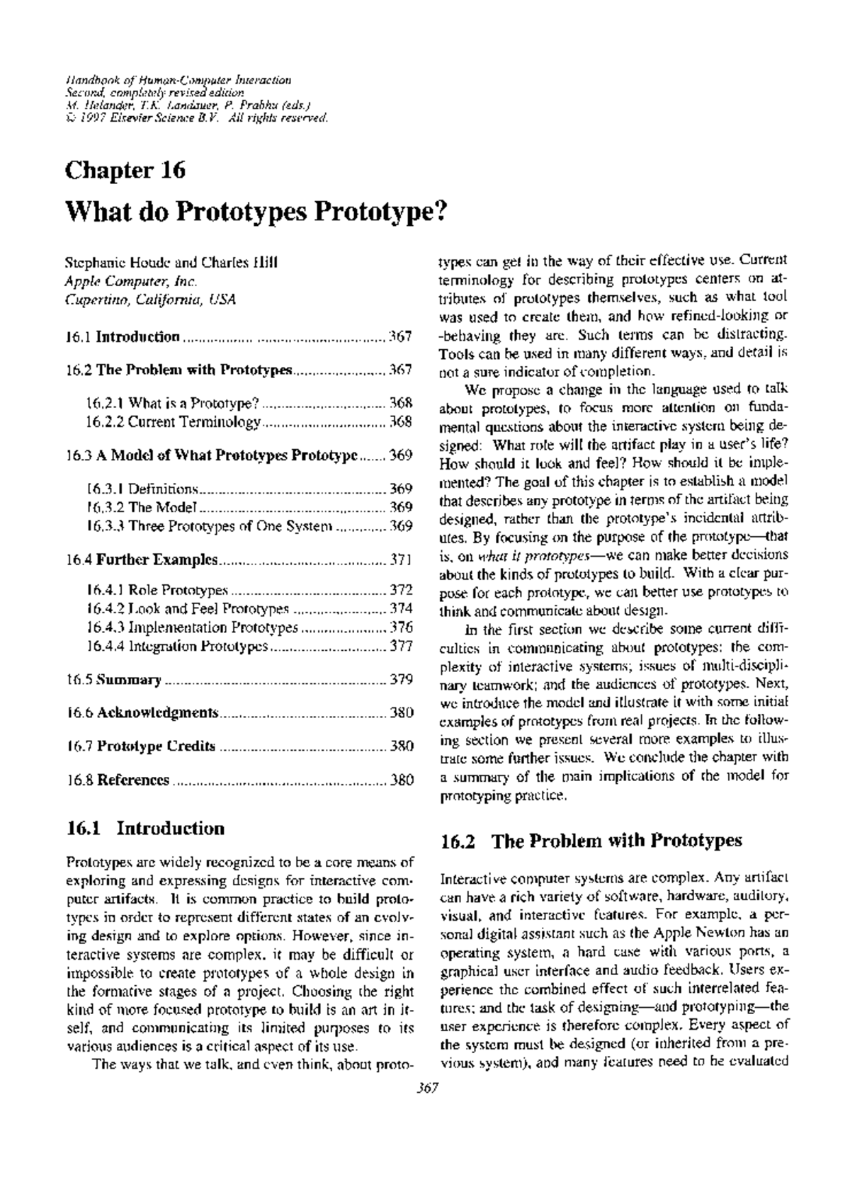 Houde & Hill (1997) What do prototypes prototype - Handbook of Human-Computer Interaction Second ...