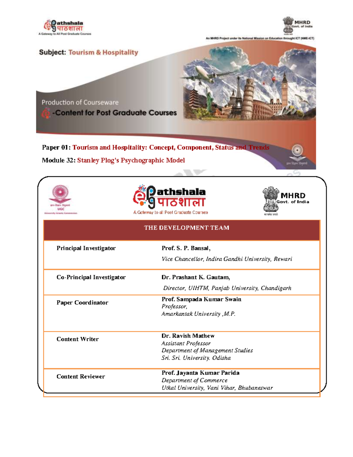 Tourism & Hospitality: Stanley Psychographic Model (Module 32) - Studocu