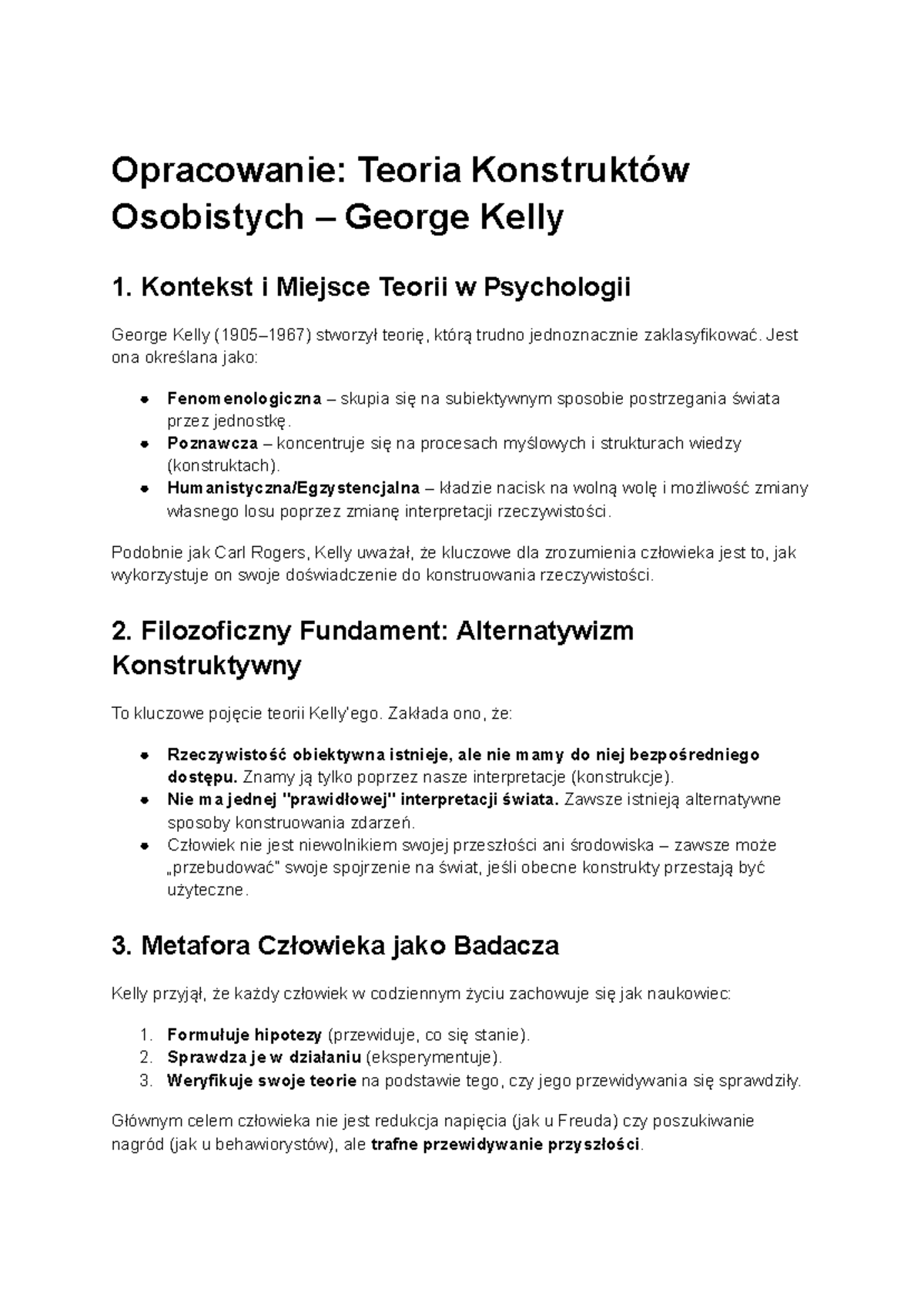 Teoria Konstruktów Osobistych George Kelly: Analiza i Zastosowanie ...