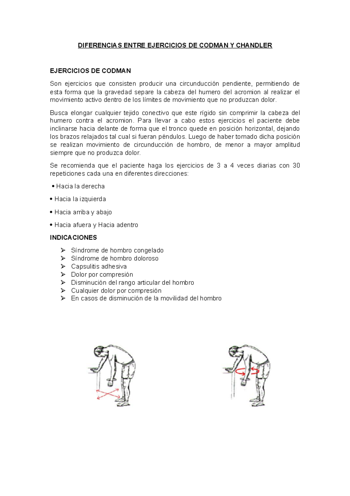 Diferencias Entre Ejercicios DE Codman Y Chandler - DIFERENCIAS ENTRE ...