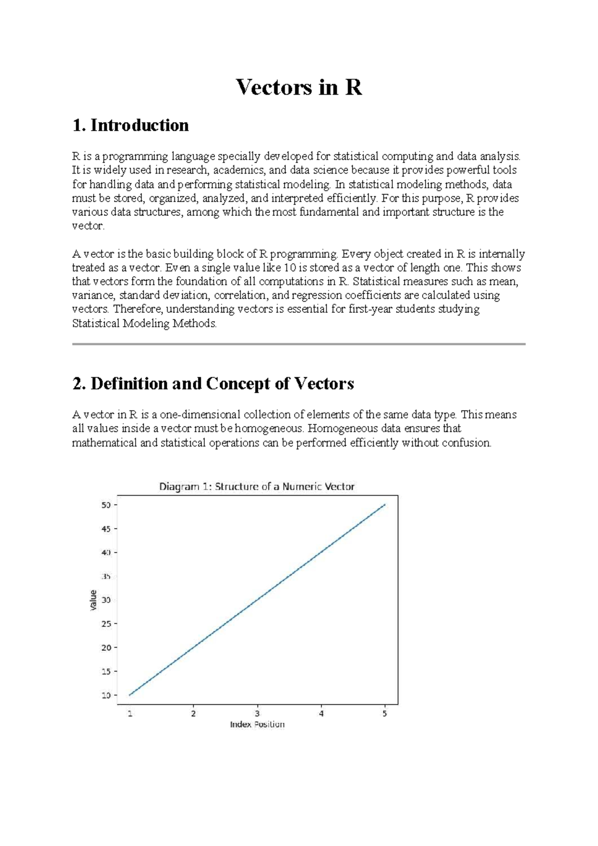 Vectors in R: Essential Concepts for Statistical Modeling Methods - Studocu