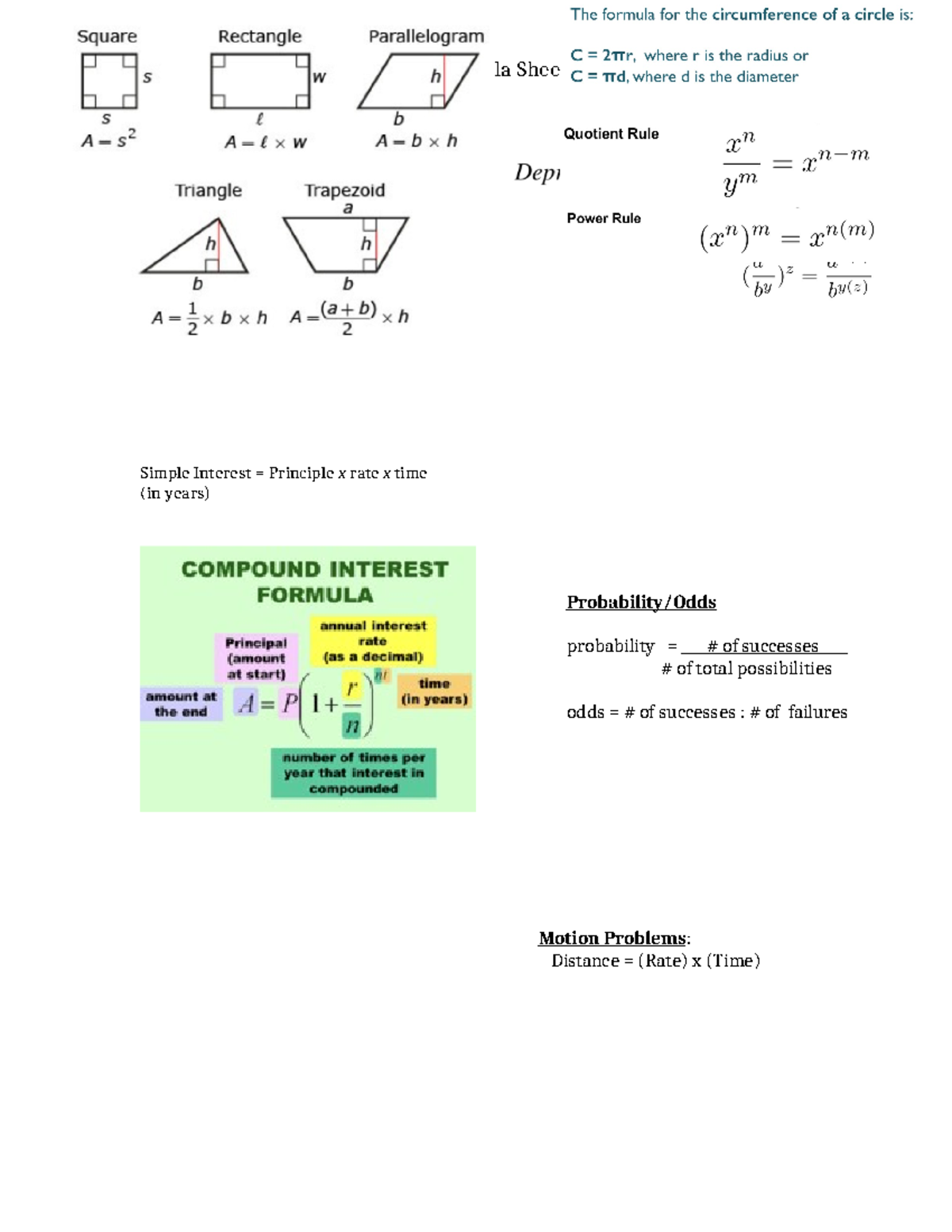 CMA Formula Sheet: Key Equations for Quick Reference - MGF1213 - CMA ...