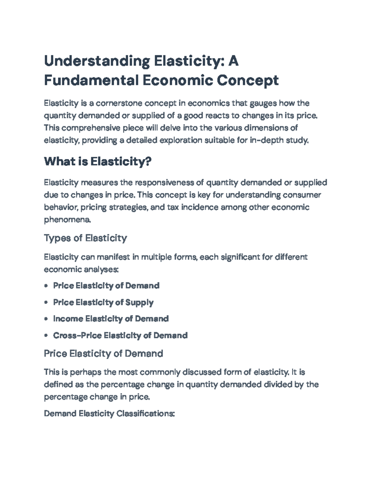 Understanding Elasticity: Key Economic Concepts and Applications ...