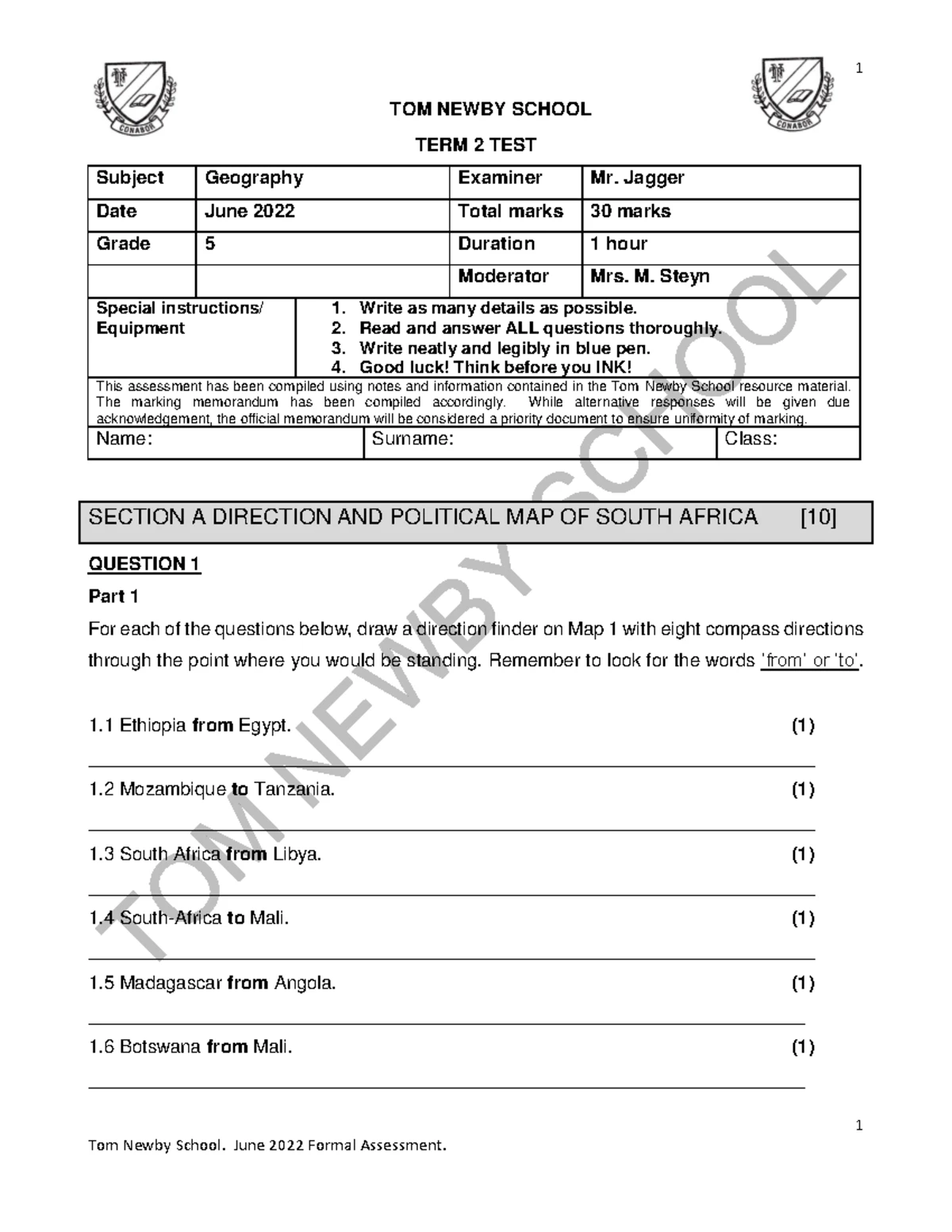 GR5 MATH JUNE 2022 - Past Papers for Practice and Preparation - Studocu