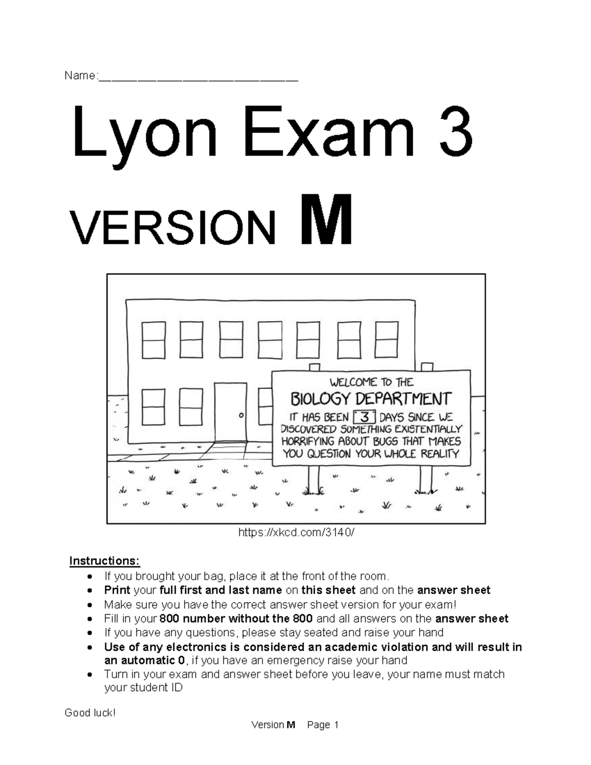 Lyon Exam 3 - Version M Study Guide & Review Questions - Studocu