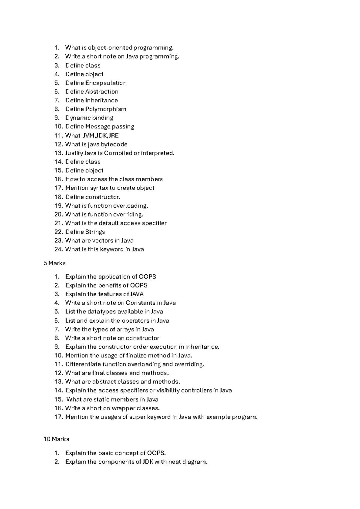 Java QB: Key Concepts and Definitions in Java Programming - Studocu