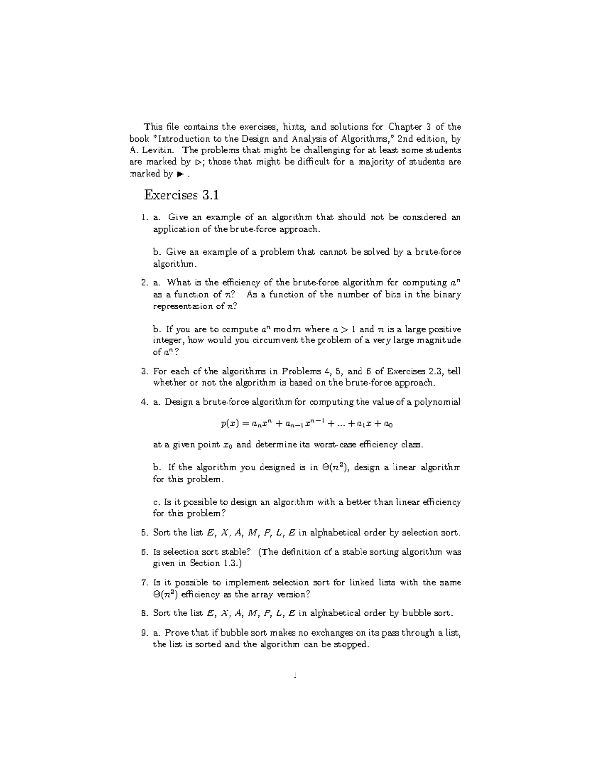 Solutions and Hints for CSC 320 Assignment 3: Exercises and Strategies ...