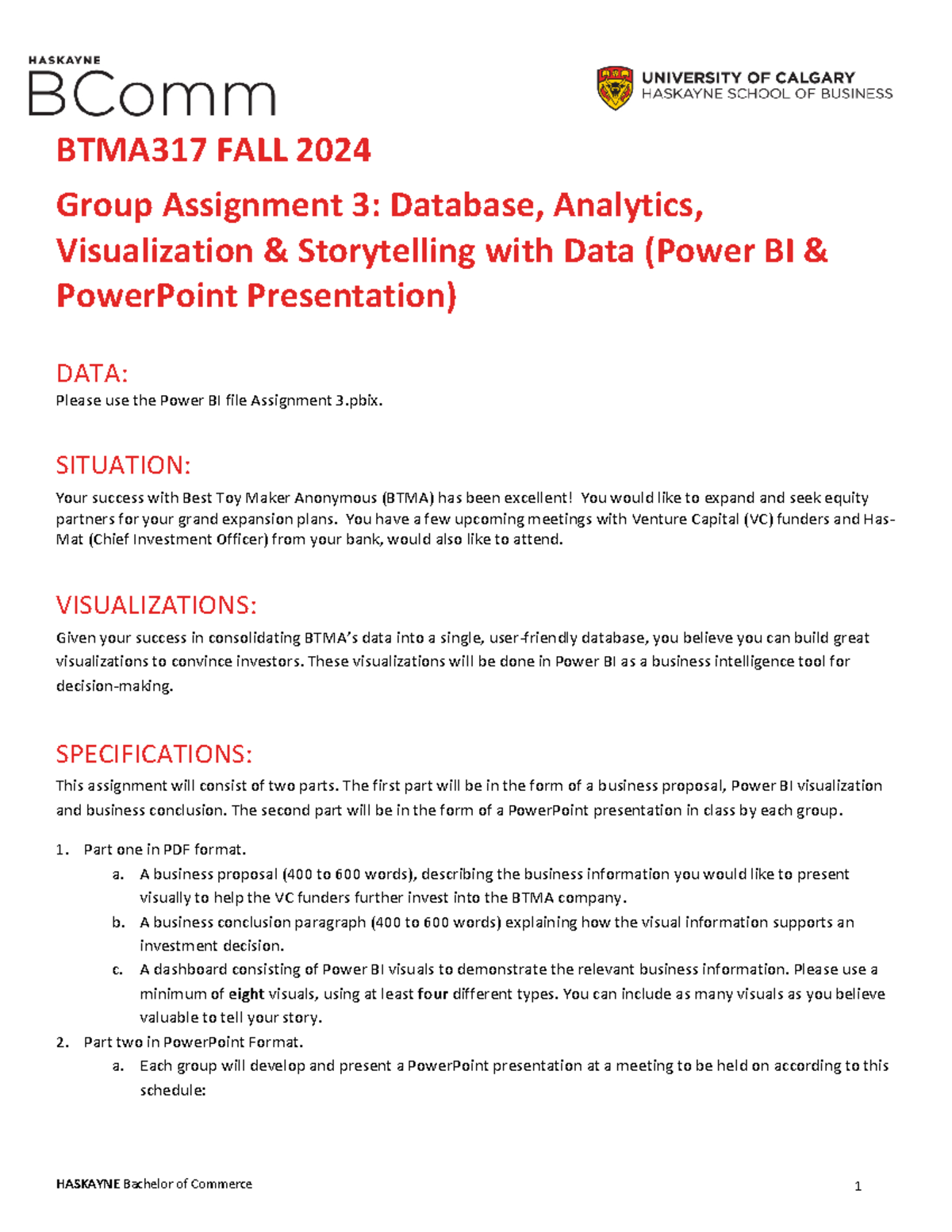 BTMA317 F24 A3 Instructions - HASKAYNE Bachelor of Commerce 1 BTMA317 ...