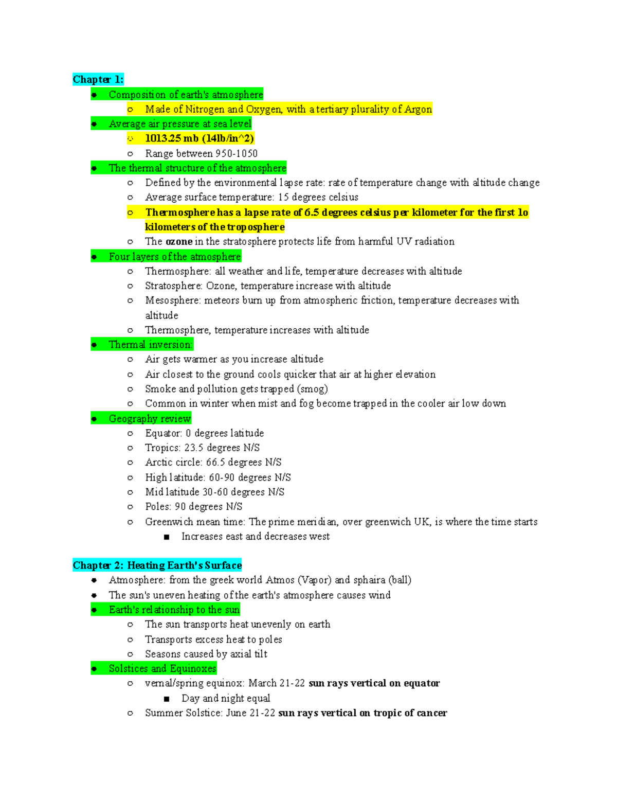 Weather & Climate Notes Compilation (Course Code: GEOG 101) - Studocu