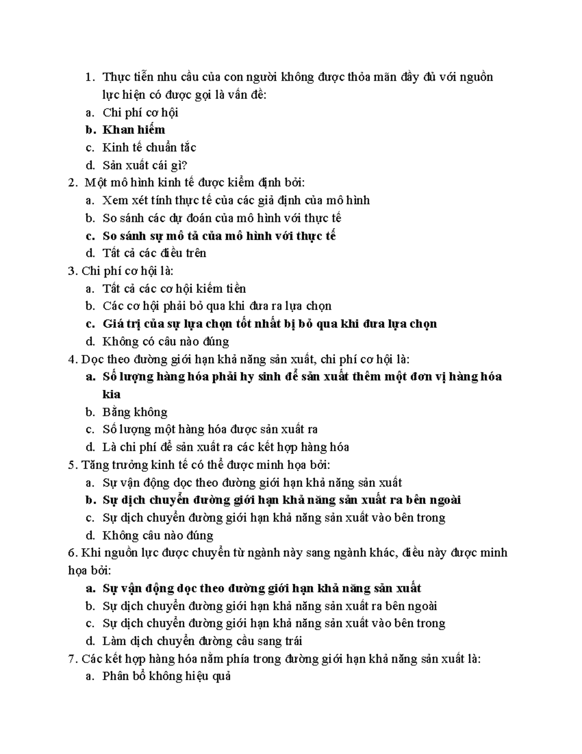 Trắc nghiệm tổng hợp Kinh tế Vi mô - Môn Kinh tế học 101 - Studocu