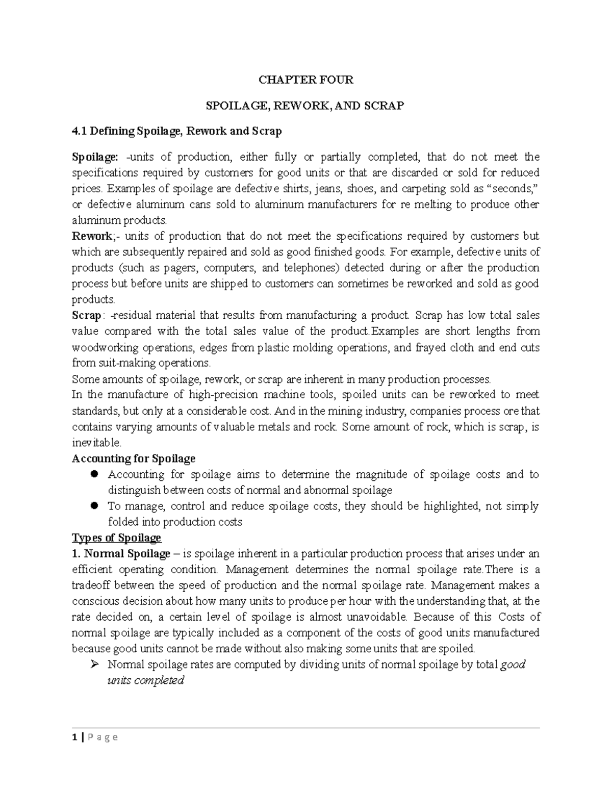 Chapter 4 - Cost Analysis: Spoilage, Rework, and Scrap in Production ...