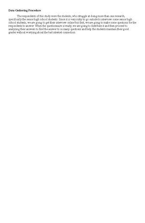 Data Gathering Procedure 1 1 - Data Gathering Procedure Before ...