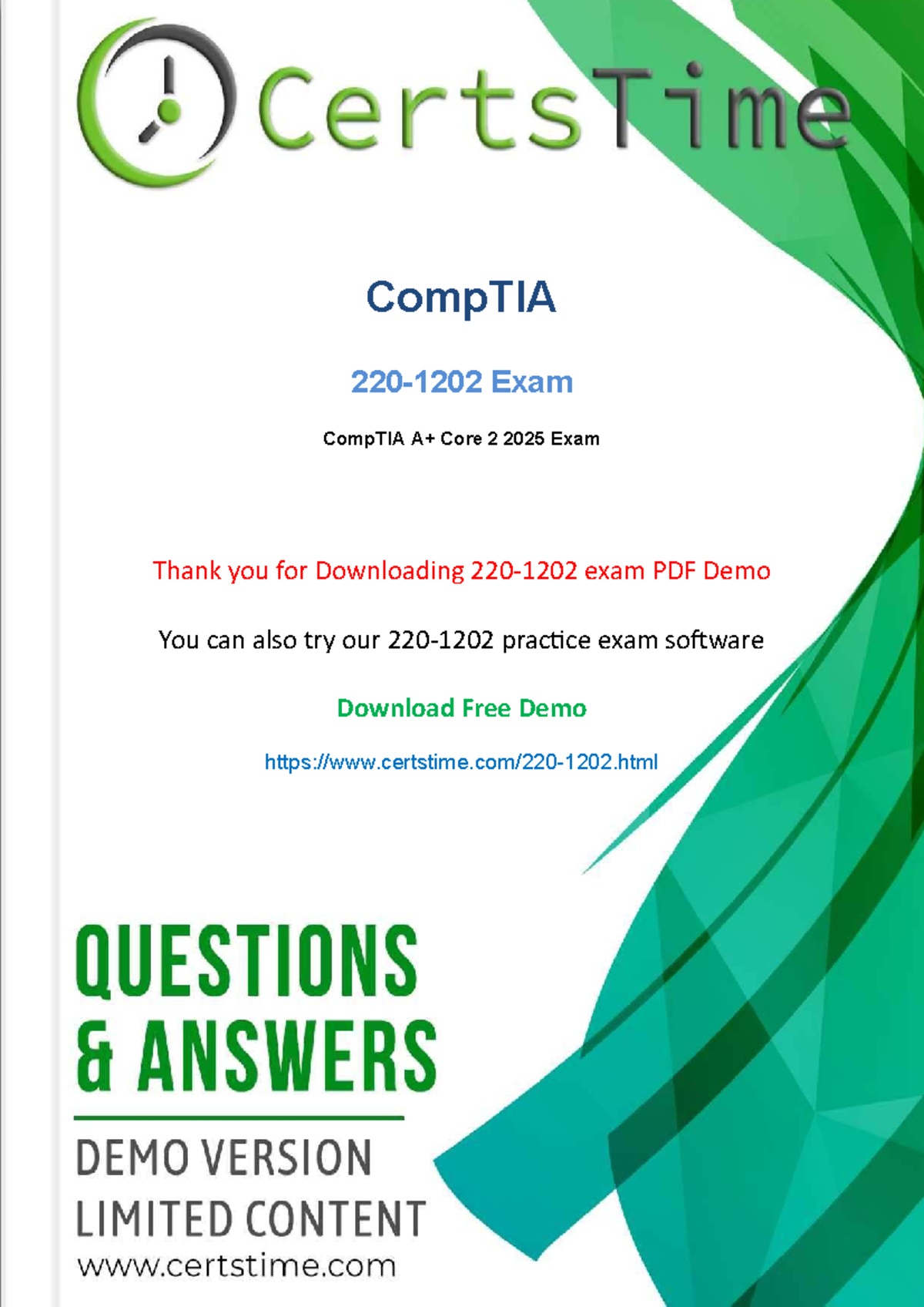 CompTIA Core 2 (220-1202) Exam Practice Questions & Answers PDF - Studocu