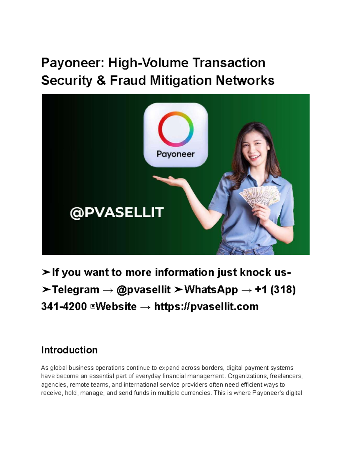 Payoneer (318): High-Volume Transaction Security & Fraud Mitigation ...